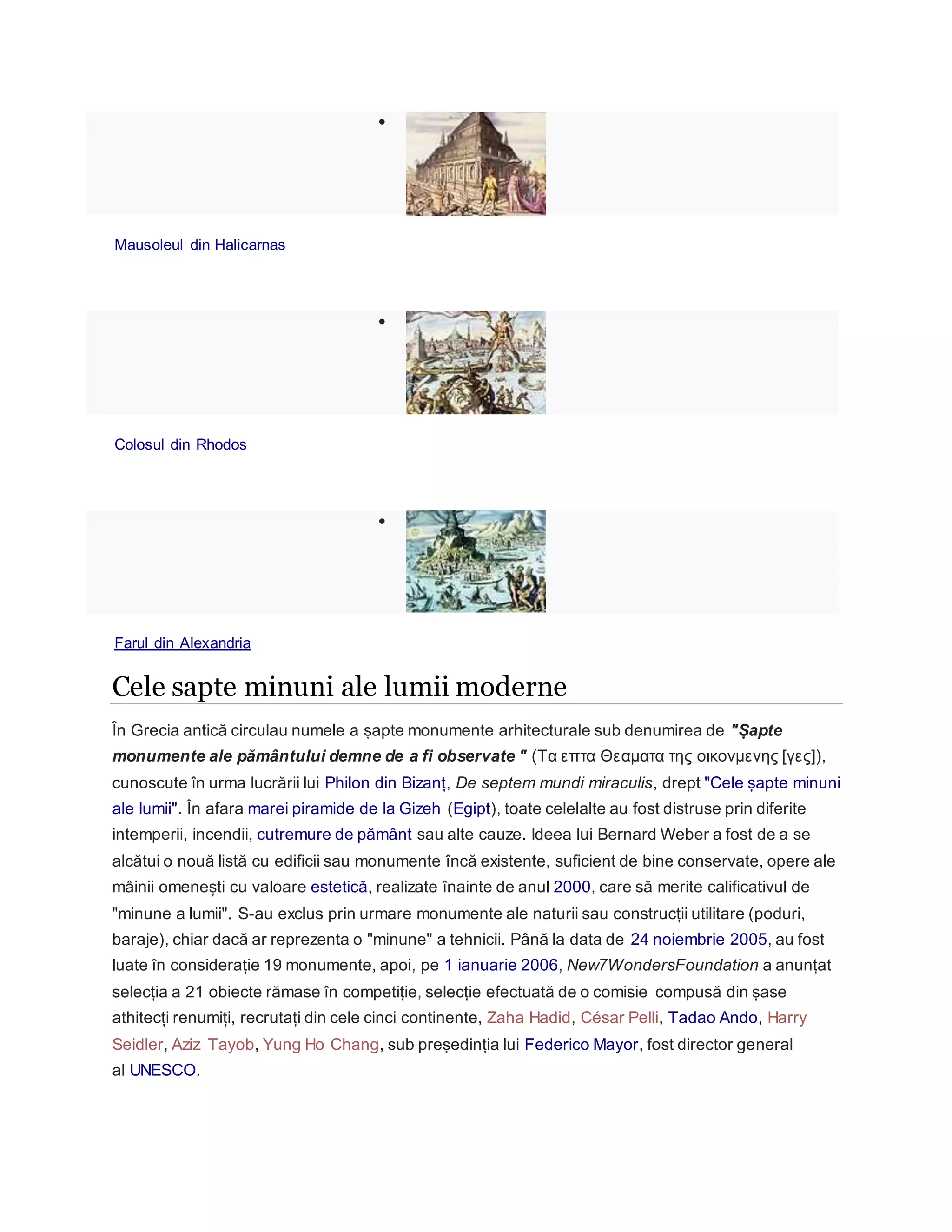Cele șapte minuni ale lumii antice | DOCX
