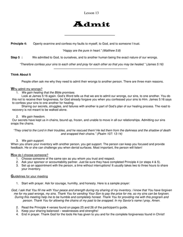 Celebrate recovery lesson 13 addiction | PDF