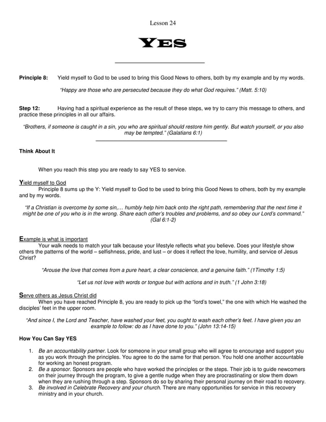 Celebrate recovery lesson 24 addiction | PDF