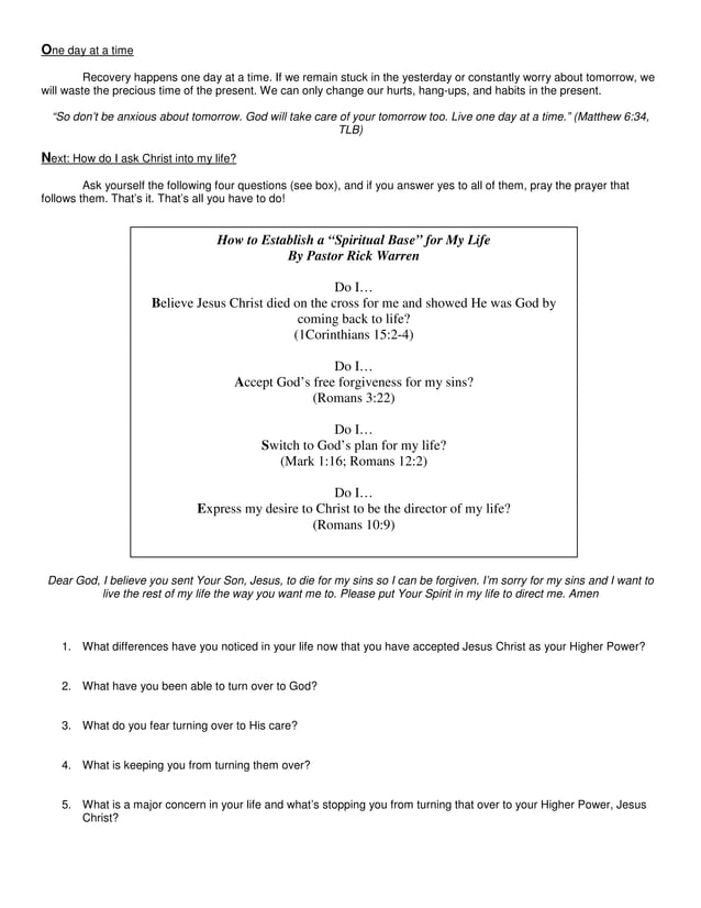 Celebrate recovery lesson 6 addiction | PDF | Christianity | Religion ...