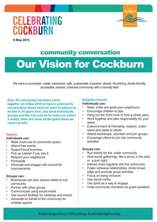 Celebrating Cockburn Community Conversation Outcomes | PDF