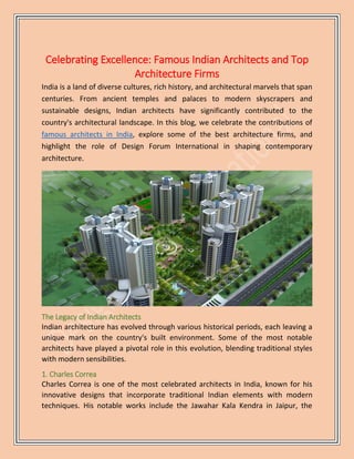 Celebrating Excellence Famous Indian Architects and Top Architecture ...