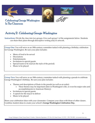 Celebrating George Washington In The Classroom | PDF