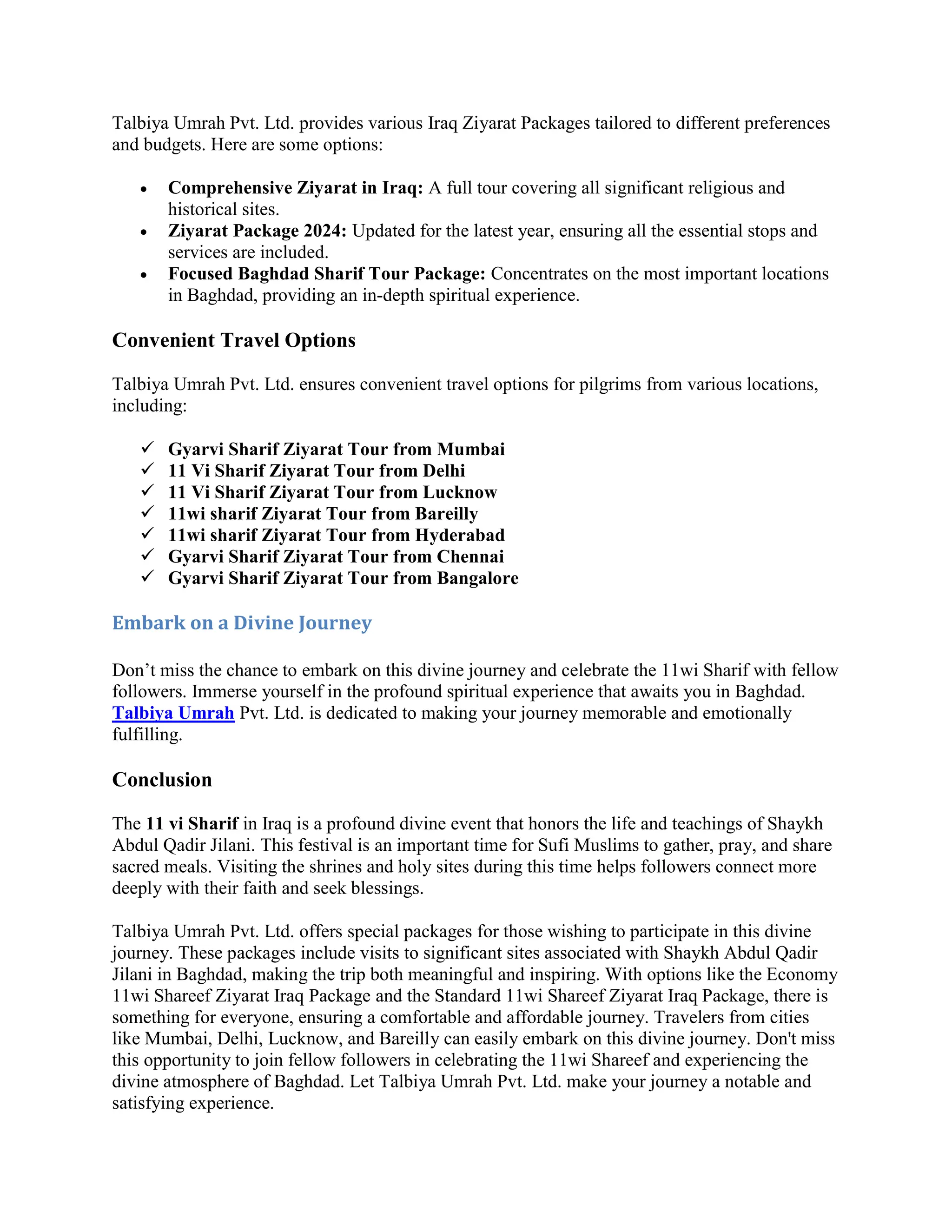 Celebrating Gyarvi Sharif in Iraq with Talbiya Umrah - A Journey of ...