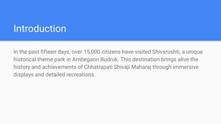 Celebrating Shivsrushti’s Growing Visitor Numbers and Cultural Impact | PDF