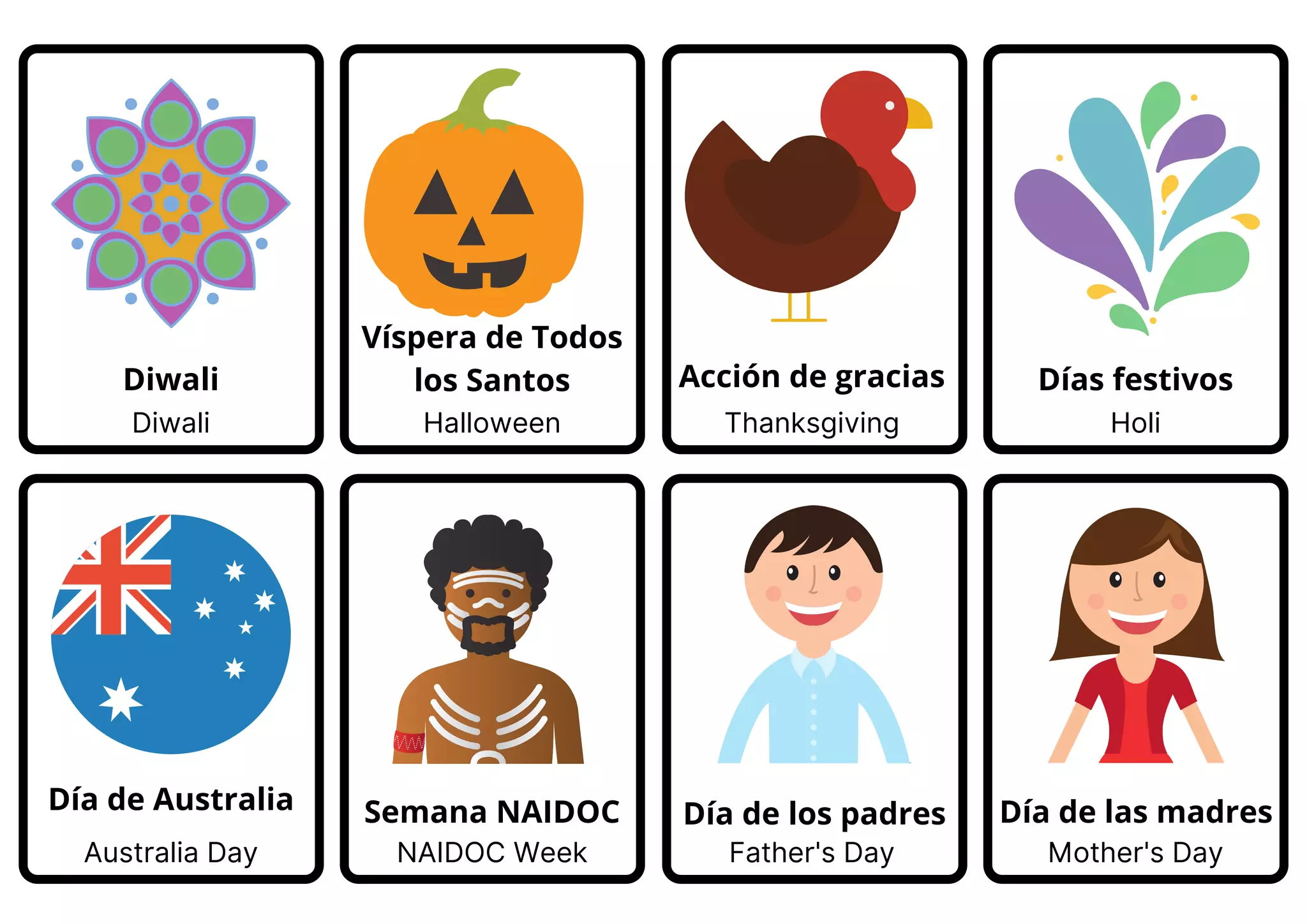 Celebrations - Spanish Vocabulary - Flashcards.pdf | National & Civic ...