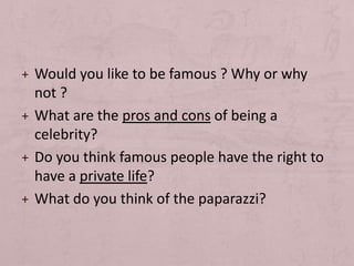 ESL Intermediate Celebrities | PPTX