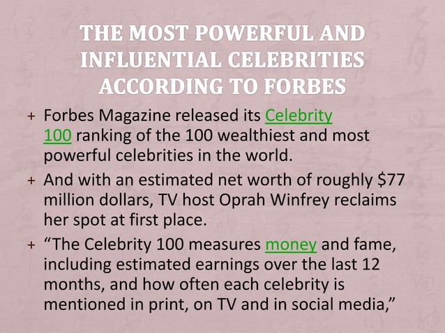 ESL Intermediate Celebrities | PPTX