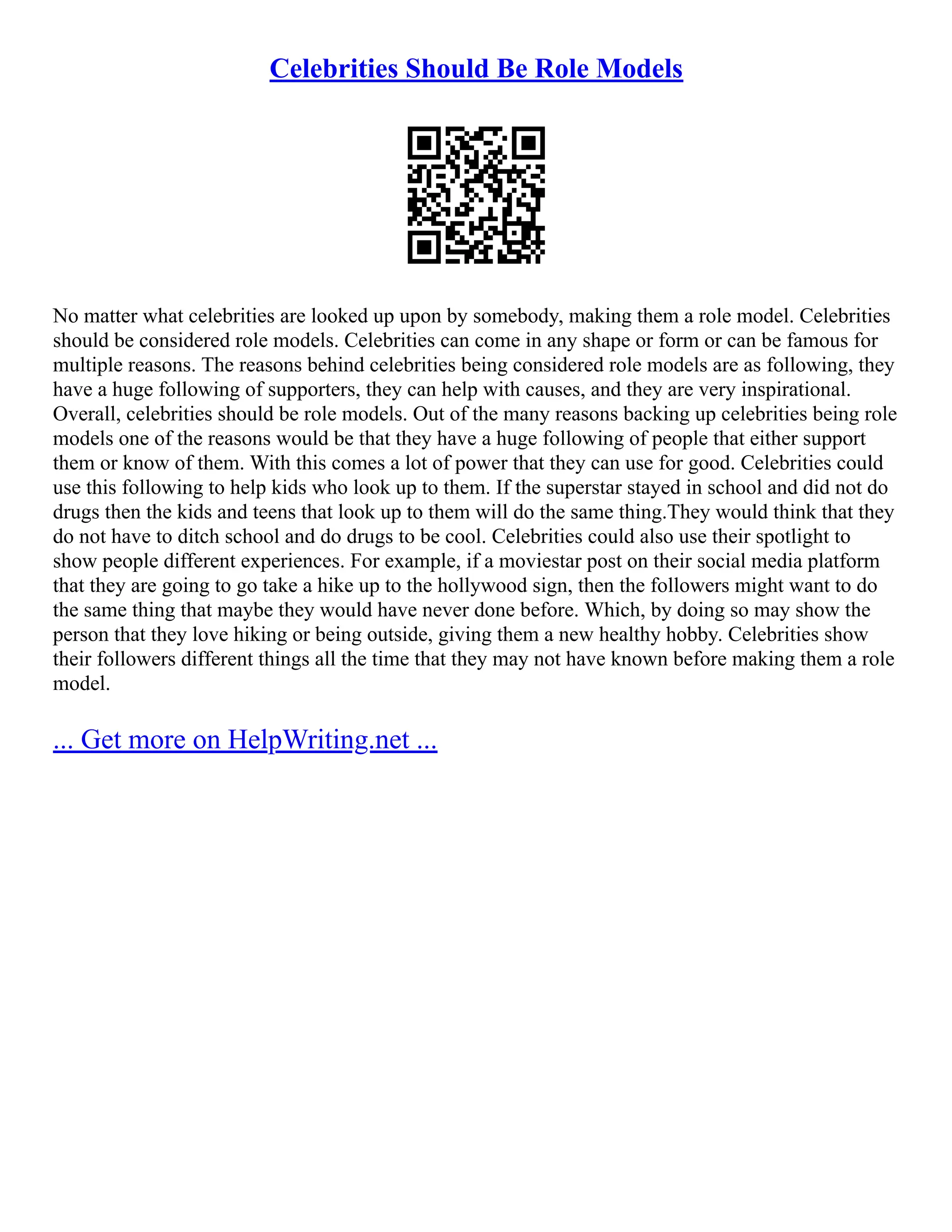 Celebrities Should Be Role Models | PDF