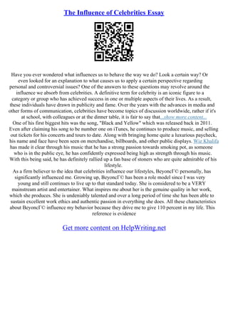 Celebrity Culture Essay | PDF