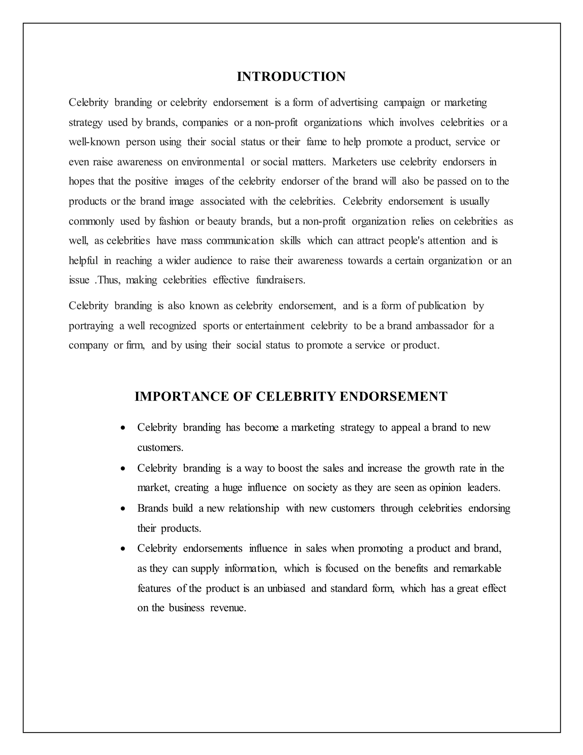 Celebrity endorsement | DOCX