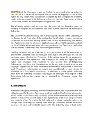 CELEBRITY NON DISCLOSURE AGREEMENT | PDF