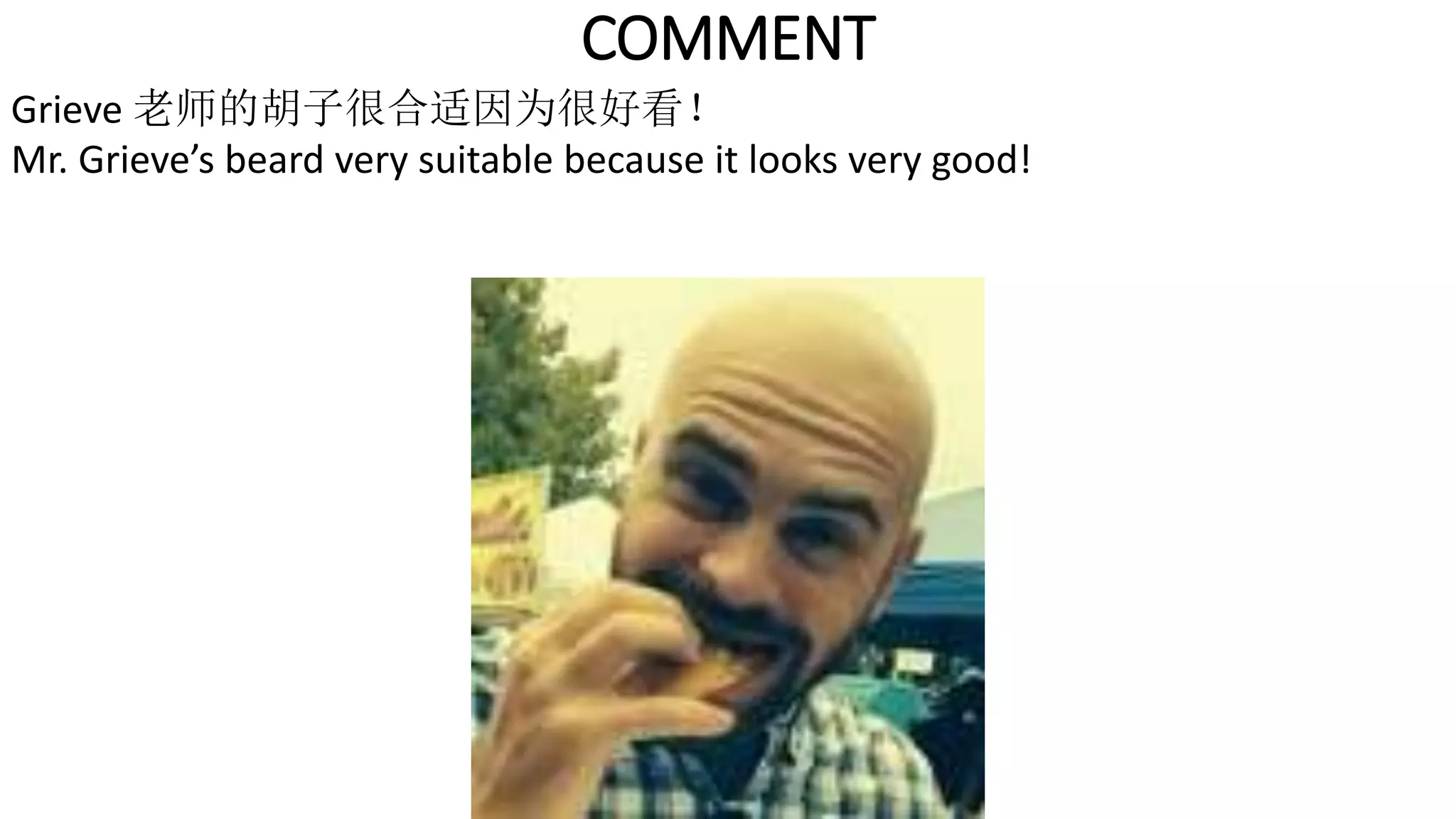 Celebrity PPT My student did for Chinese class about my beard | PPT