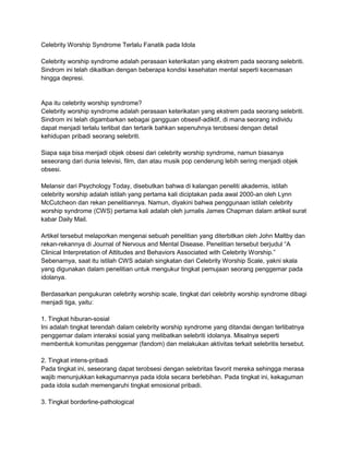 Celebrity Worship Syndrome Terlalu Fanatik pada Idola.docx
