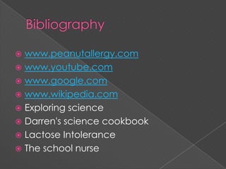 Celiac, lactose intolerance, peanut allergy | PPTX