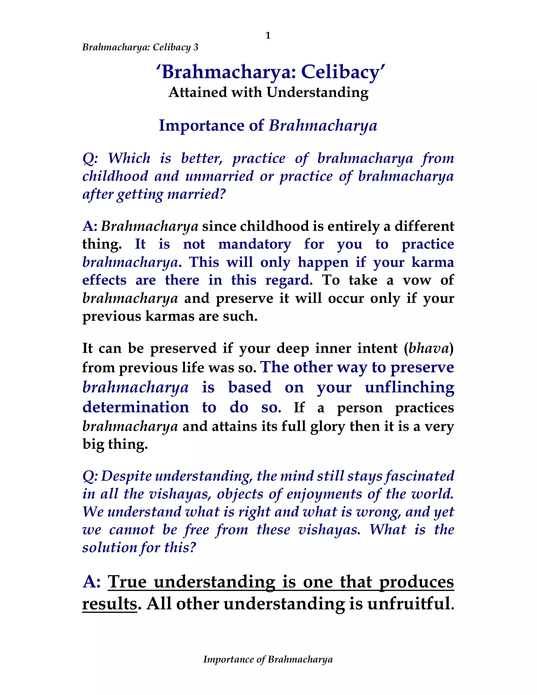 Celibacy 3 - Importance of Brahamacharya | PDF | Sexual Health ...