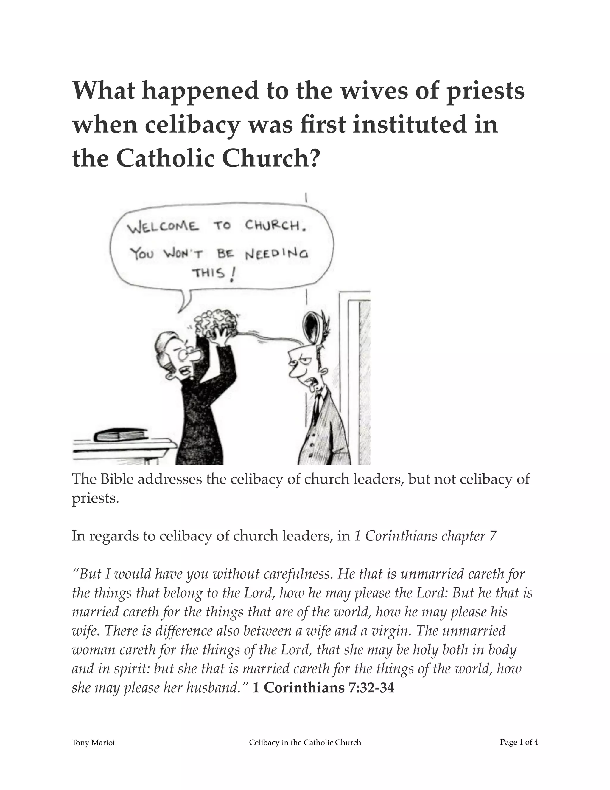 Celibacy in the Catholic Church | PDF