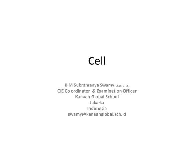 IGCSE Unit 1 Cell | PPTX