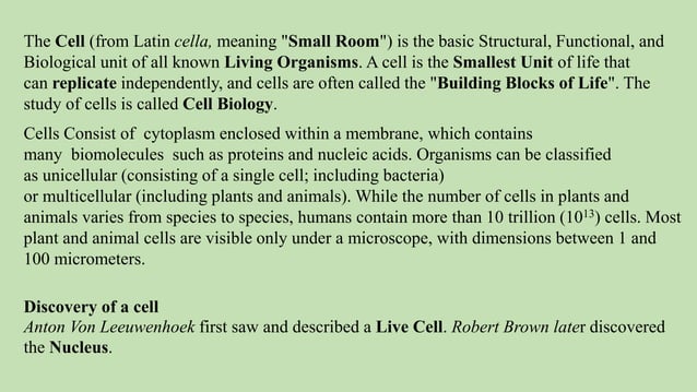 Cell & Types | PPTX | Biological Sciences | Science