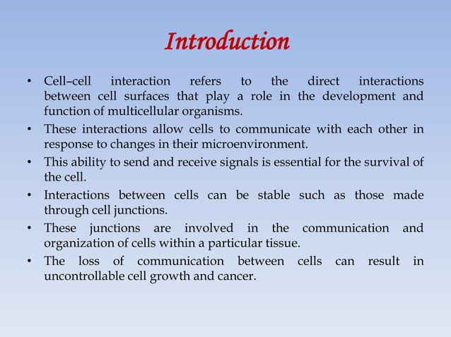 Cell cell interaction | PPTX | Biological Sciences | Science