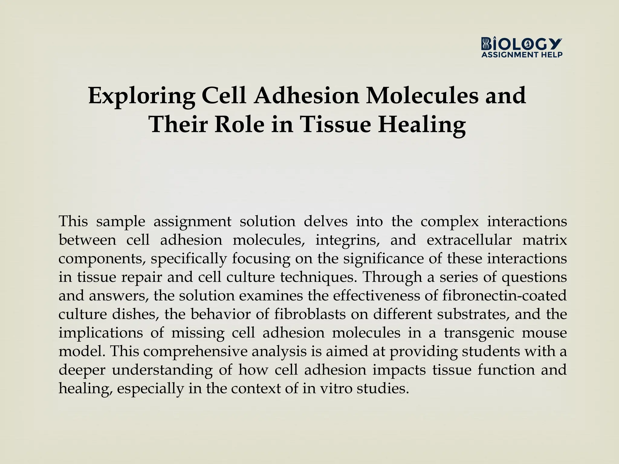 Understanding Cell-Matrix Mechanics: A Sample Biology Assignment ...