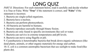 quiz about prokaryotic and eukaryotic cell, multicellular and ...
