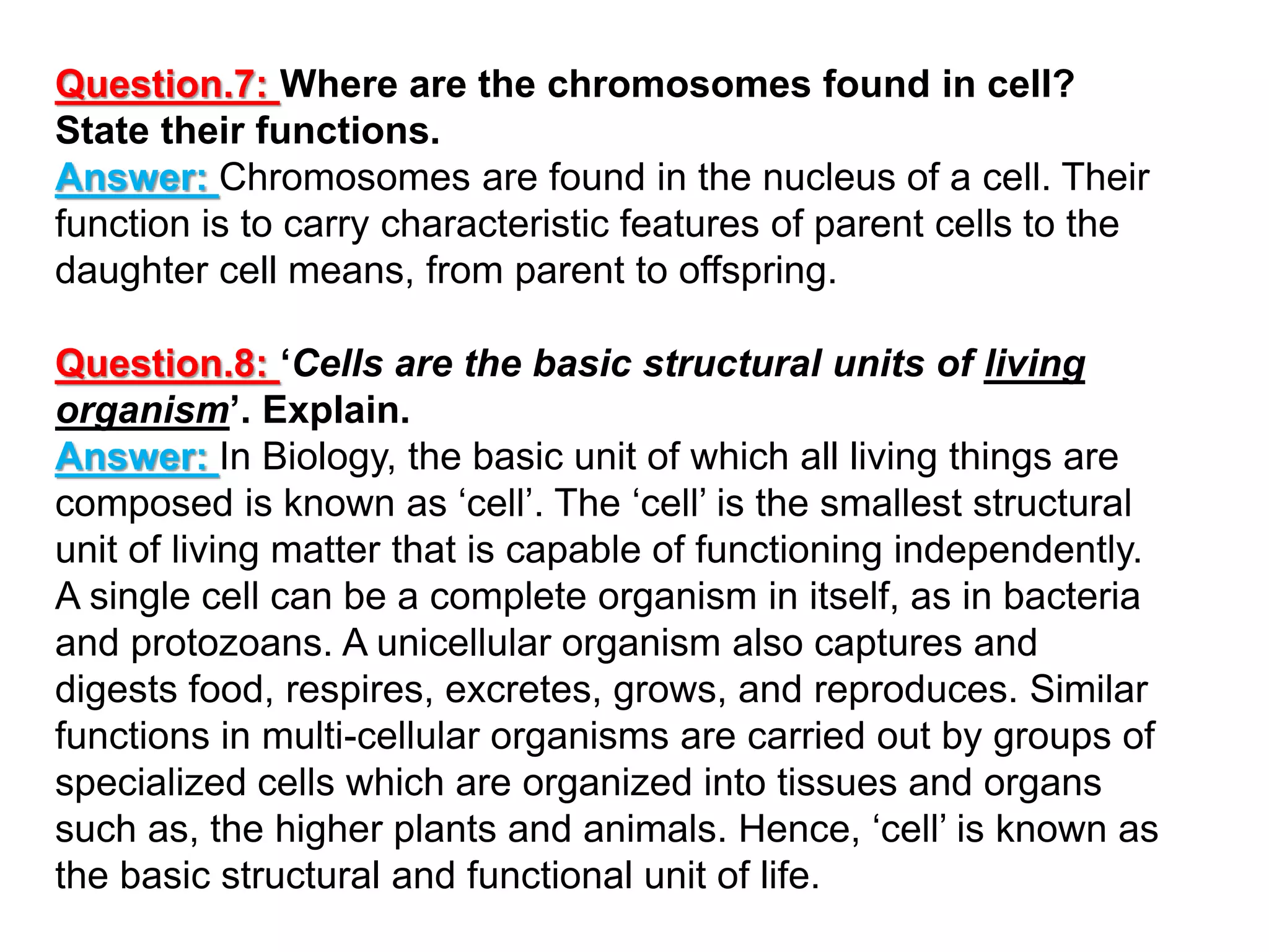 Cell structure and function for class 8 | PPTX