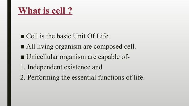 cell; the unit of life class 11 ppt file | PPTX