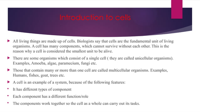 Cells as the basic building block of life | PPT