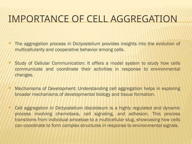 Cell aggregation and Differentiation in Dictyostelium.pptx | Biological Sciences | Science