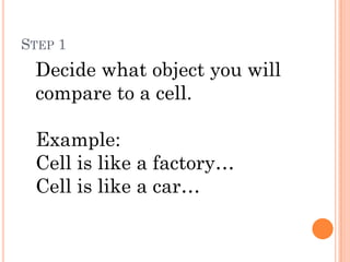 Cell analogy project | PPTX | Biological Sciences | Science