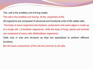Cell as basic unit of life ppt 88 slides | PPTX