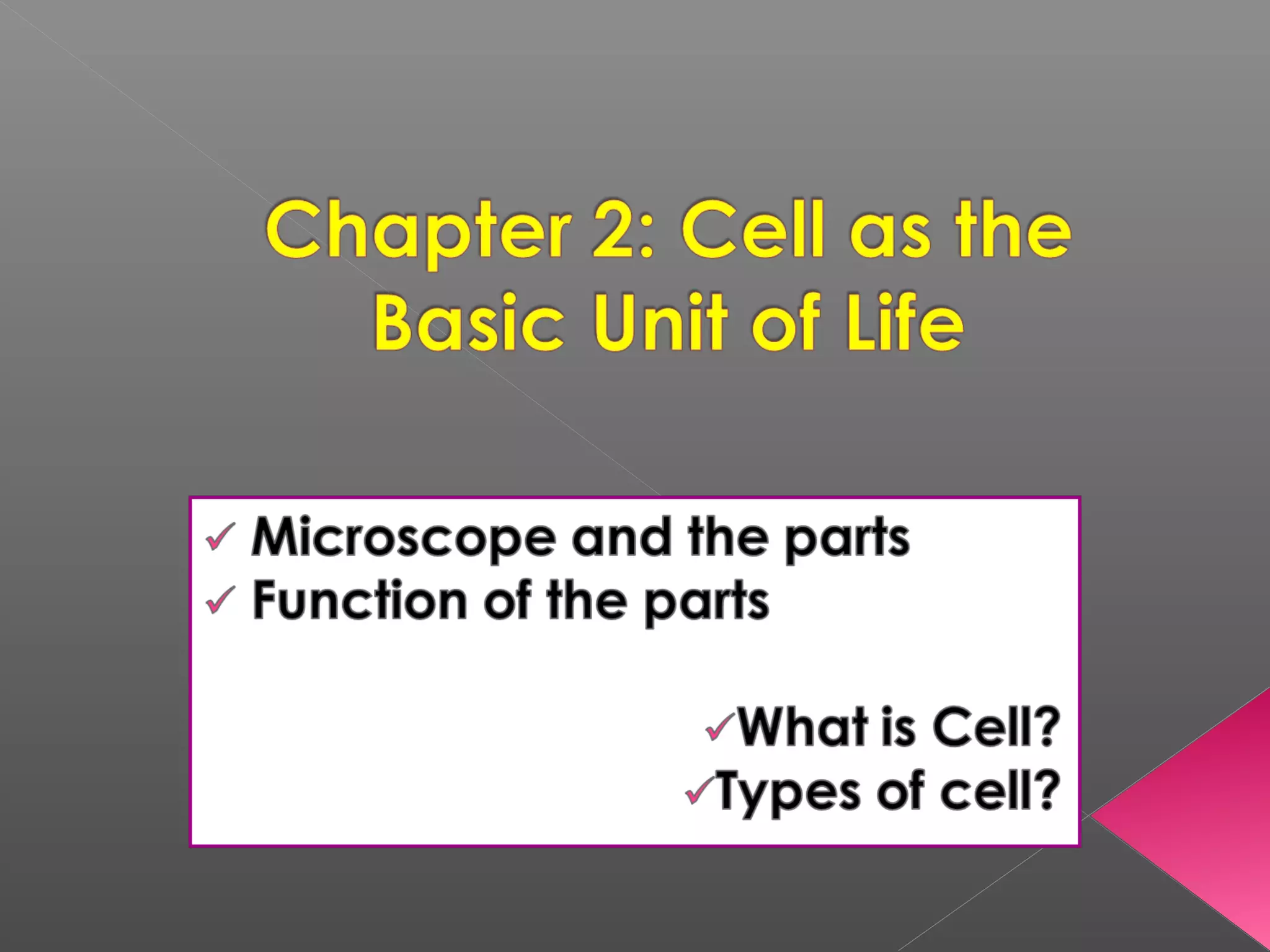 Cell as the basic unit of life | PPT