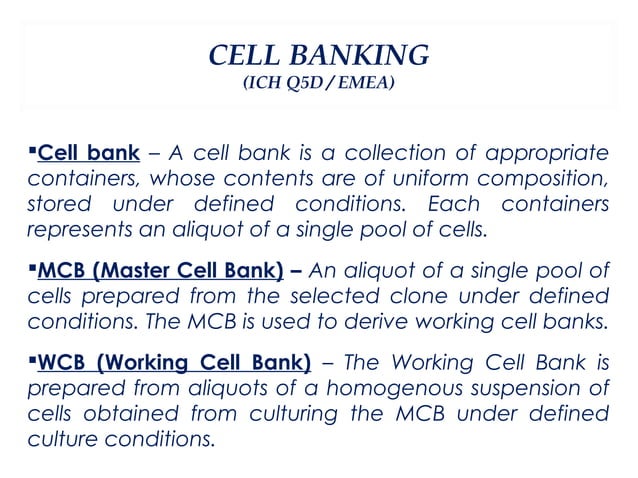 Cell bank maintenence | PPT | Business Banking & Finance | Business