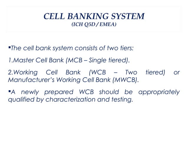 Cell bank maintenence | PPT | Business Banking & Finance | Business