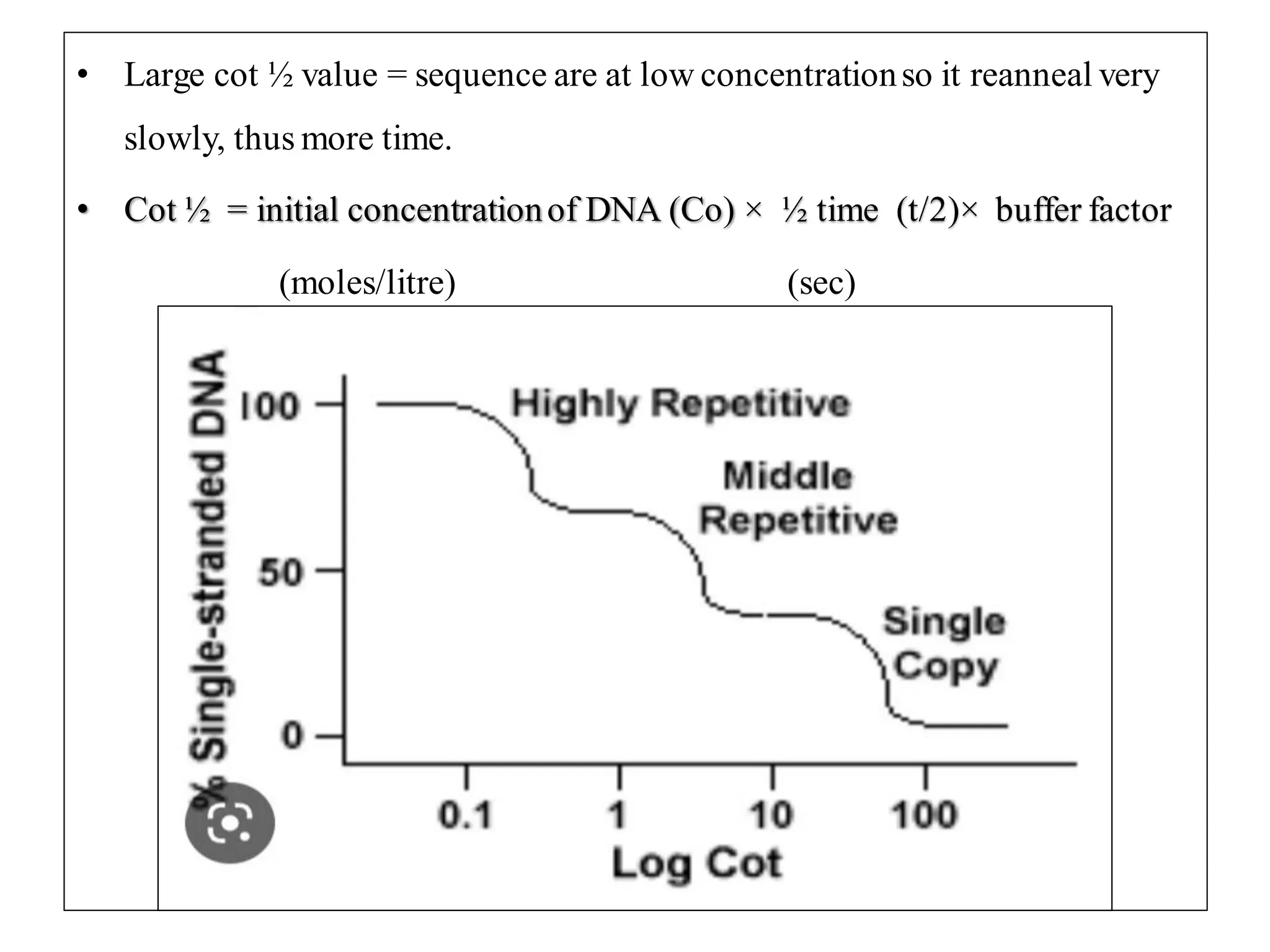 Cot curve, melting temperature, unique and repetitive DNA | PDF
