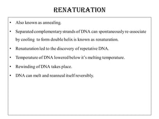 Cot curve, melting temperature, unique and repetitive DNA | PDF