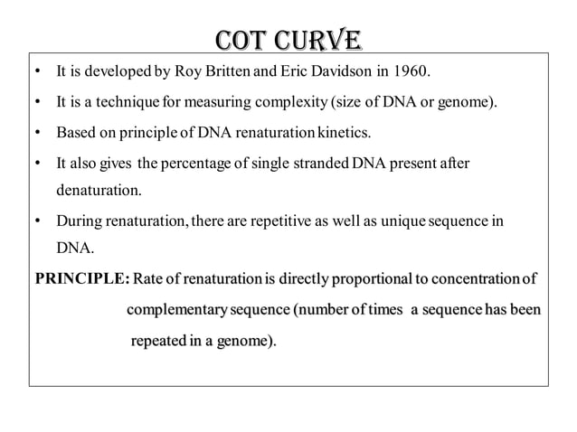 Cot curve, melting temperature, unique and repetitive DNA | PDF ...
