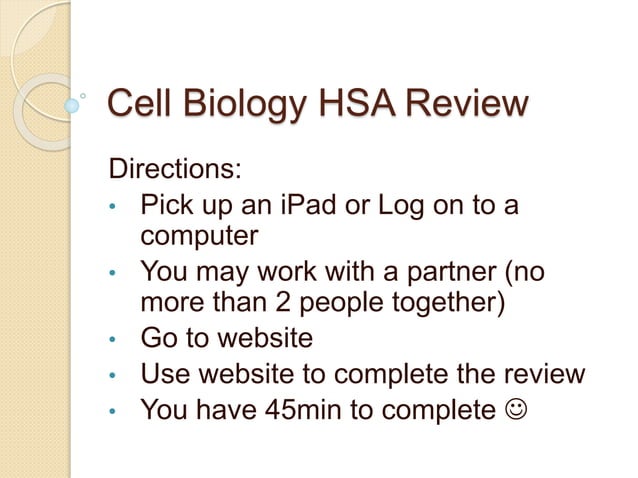 Cell biology HSA review | PPT