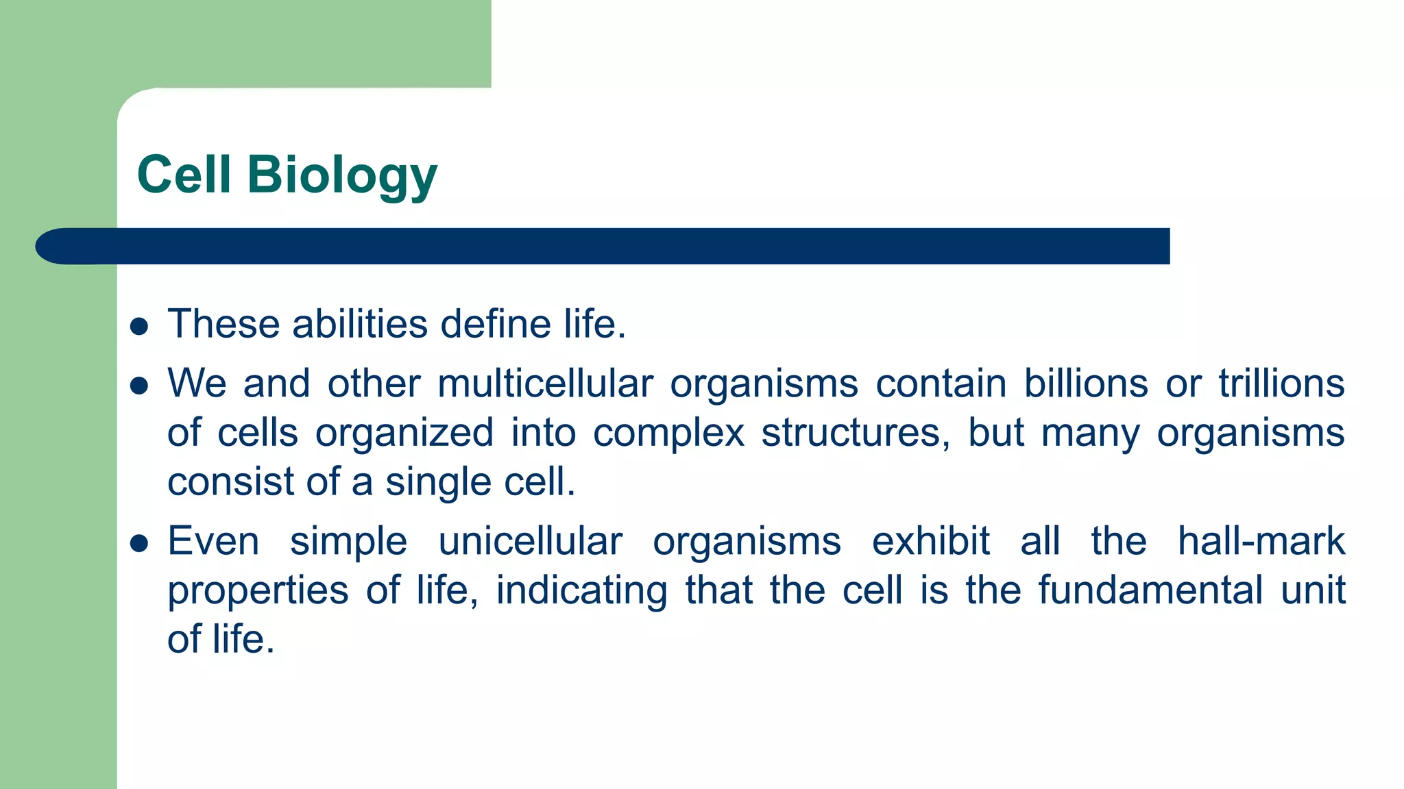Introduction to Cell biology | PPTX | Biological Sciences | Science