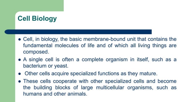 Introduction to Cell biology | PPTX | Biological Sciences | Science
