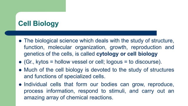 Introduction to Cell biology | PPTX | Biological Sciences | Science