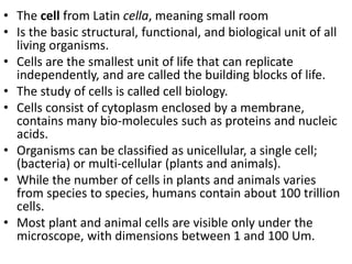 CELL BIOLOGY LECTURE. Cells described in the purest of forms. | PPT