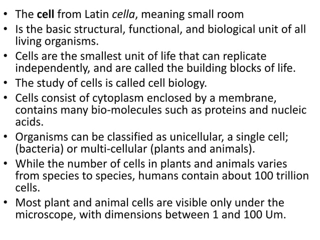 CELL BIOLOGY LECTURE. Cells described in the purest of forms. | PPT