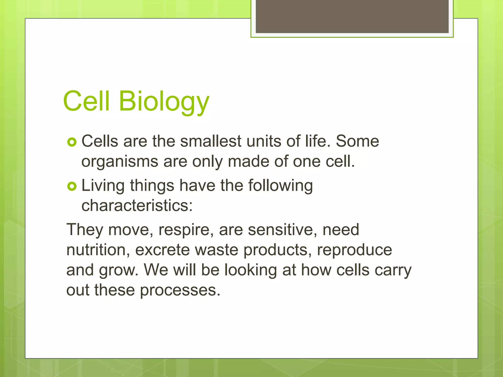 Cell biology overview | PPTX | Biological Sciences | Science