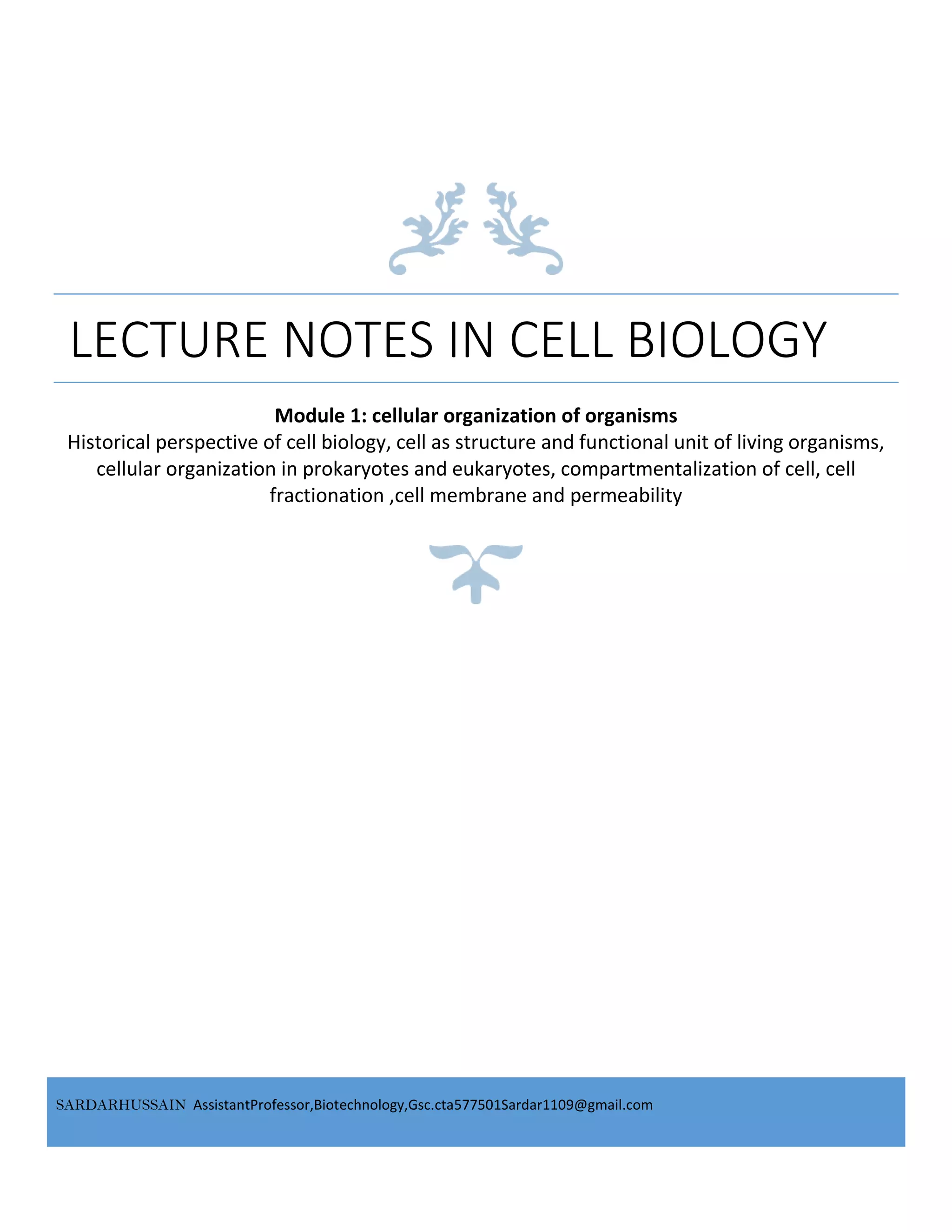 Cell biology module 1 | PDF