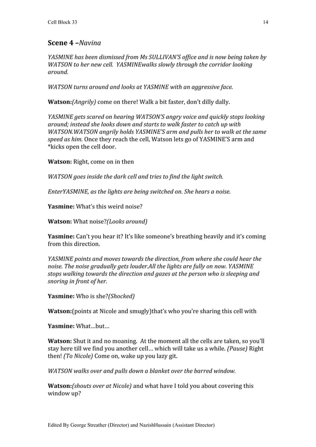 Original 'Cell Block 33' script | PDF