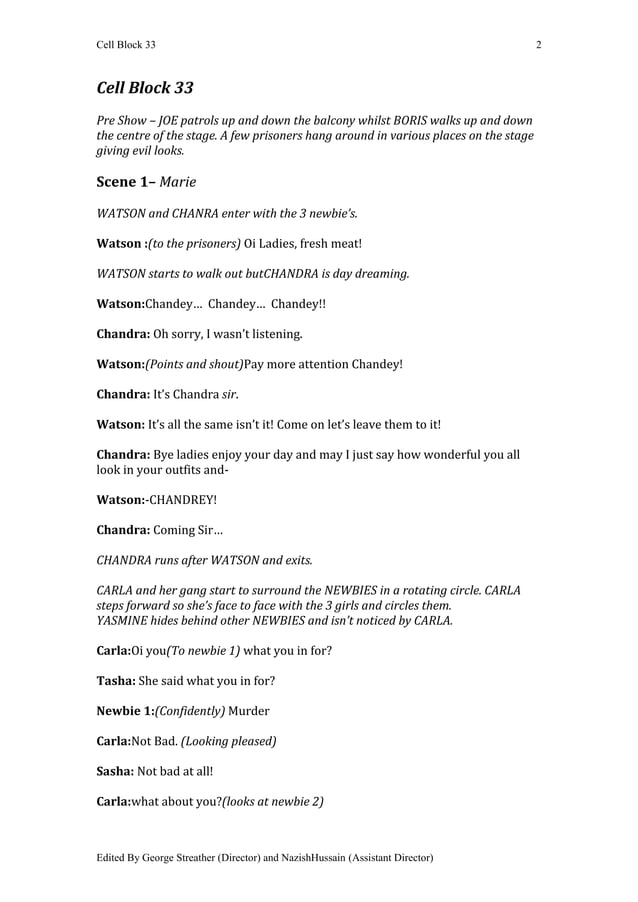 Original 'Cell Block 33' script | PDF