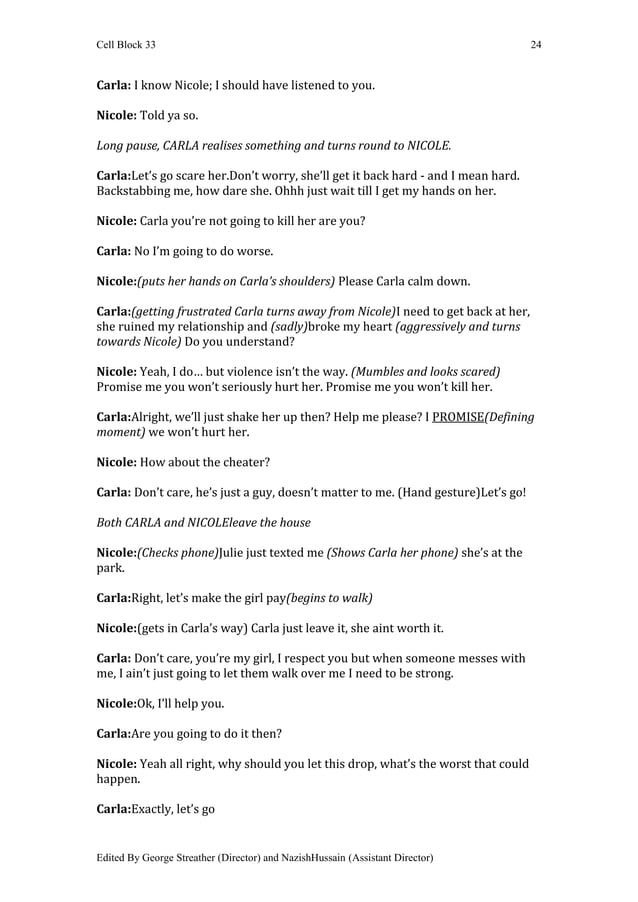 Original 'Cell Block 33' script | PDF