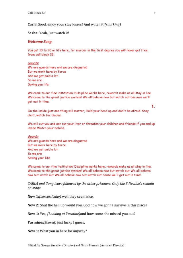 Original 'Cell Block 33' script | PDF